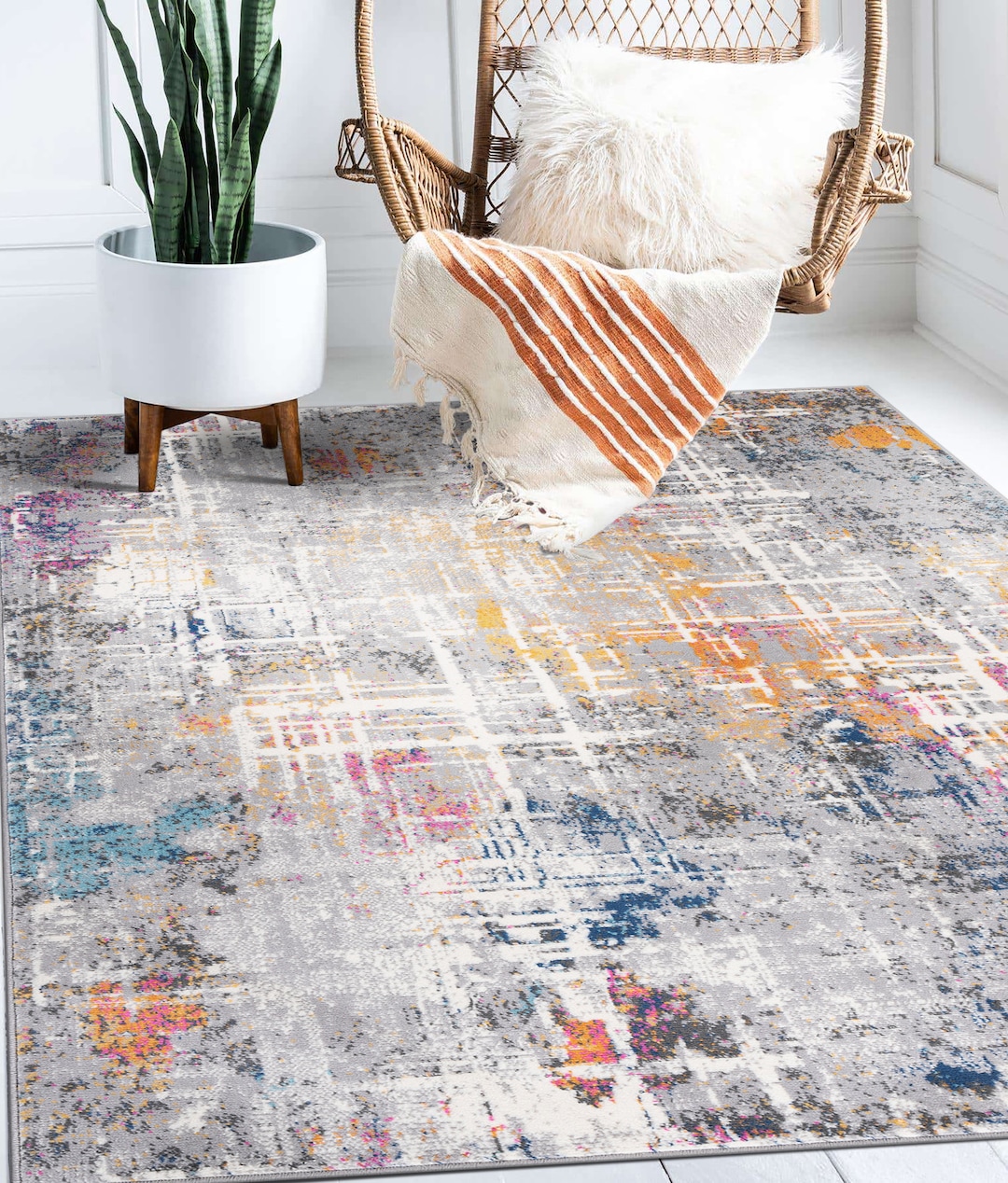 Modern Abstract Design Multi Area Rug Colorful Abstract Area - Etsy