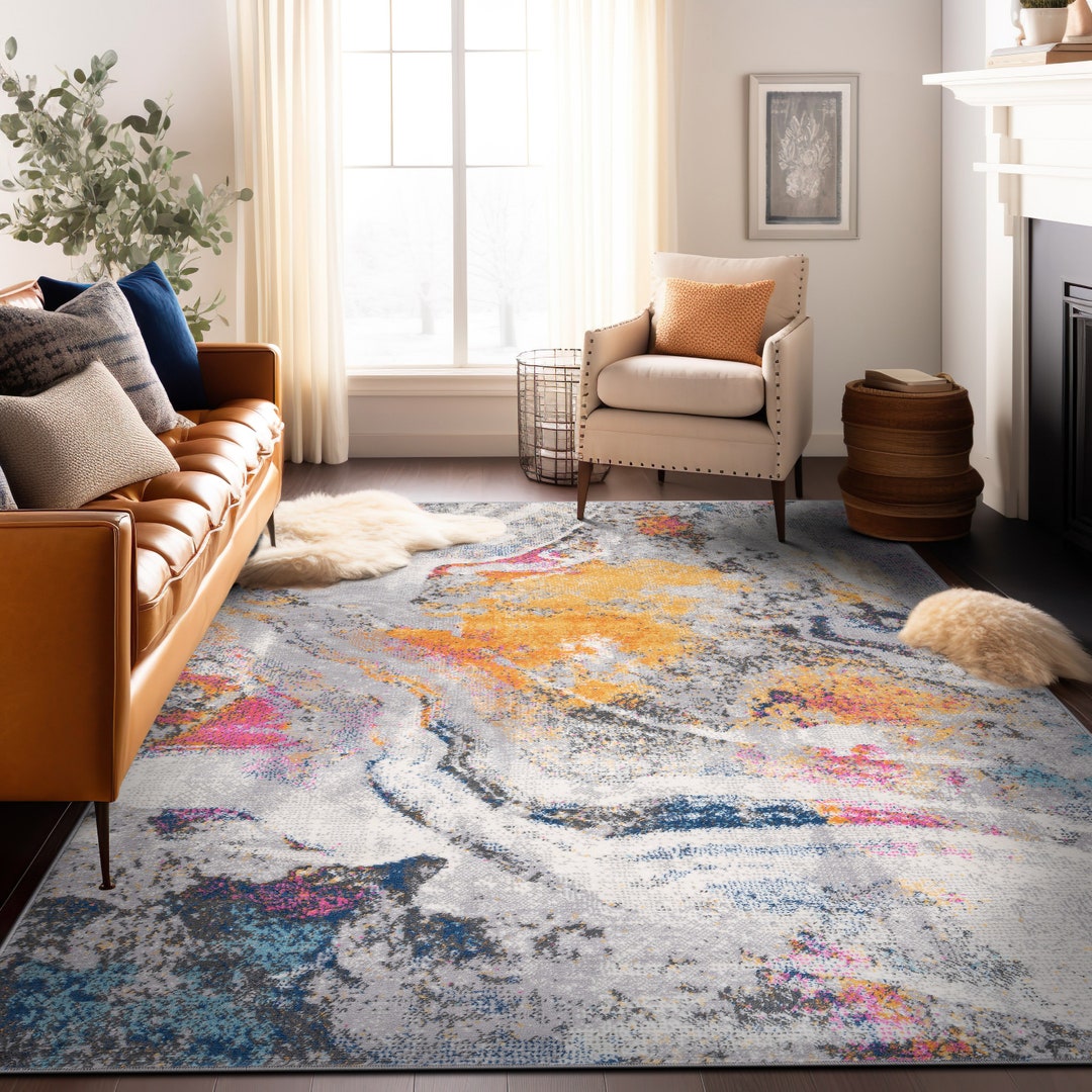 Modern Floral Design Multi Area Rug Colorful Abstract Area Rug ...
