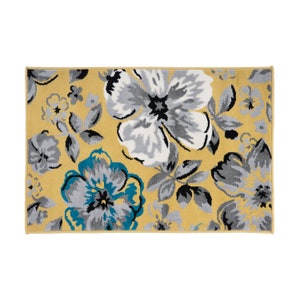 Modern Floral Design Yellow Area Rug Flower Shape Rugs - Etsy
