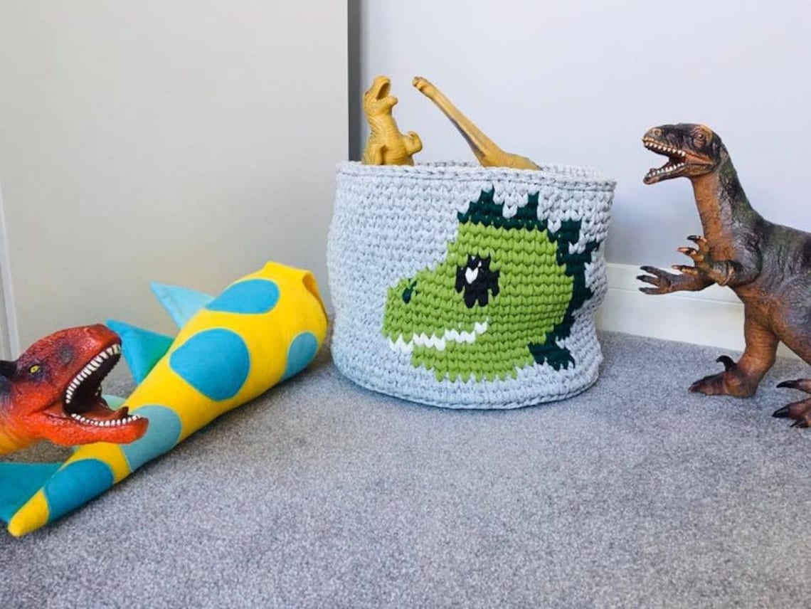 PDF Dinosaur Basket Crochet Pattern Dino T Rex Storage Tutorial - Etsy