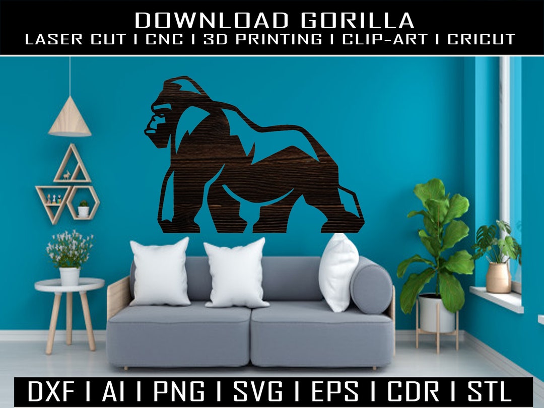 Gorilla STL I Ai I PNG I SVG I Eps I Pdf I Dwg I Dxf I Laser Cutting I ...