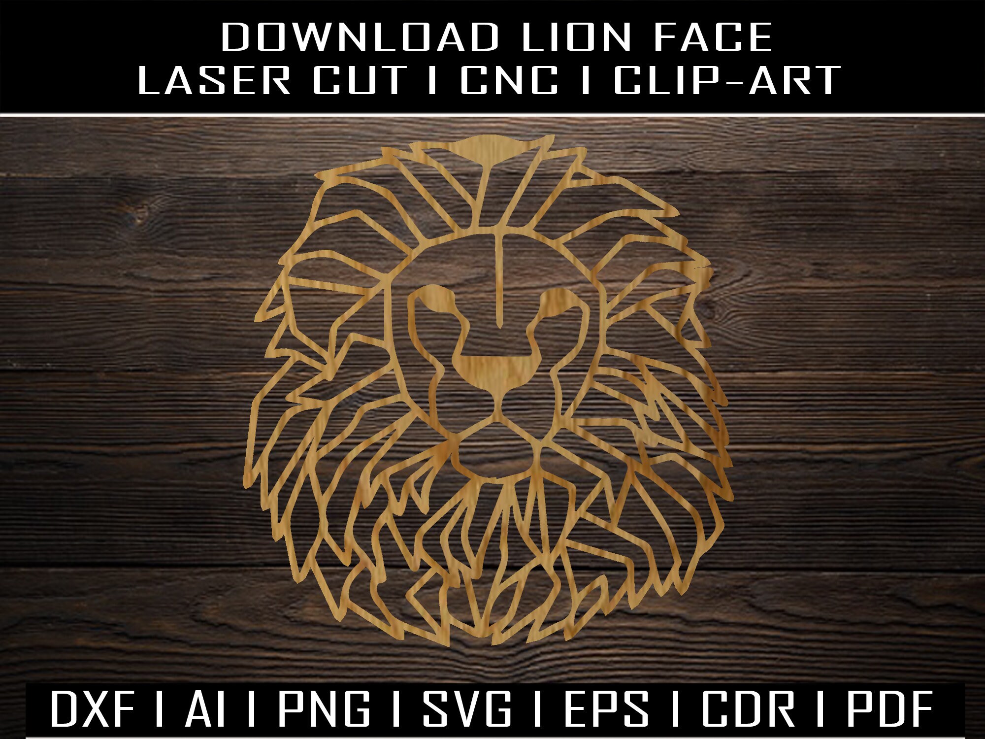Lion Face STL I Ai I Png I SVG I Eps I Pdf I Dwg I DXF I 3D Printing I ...