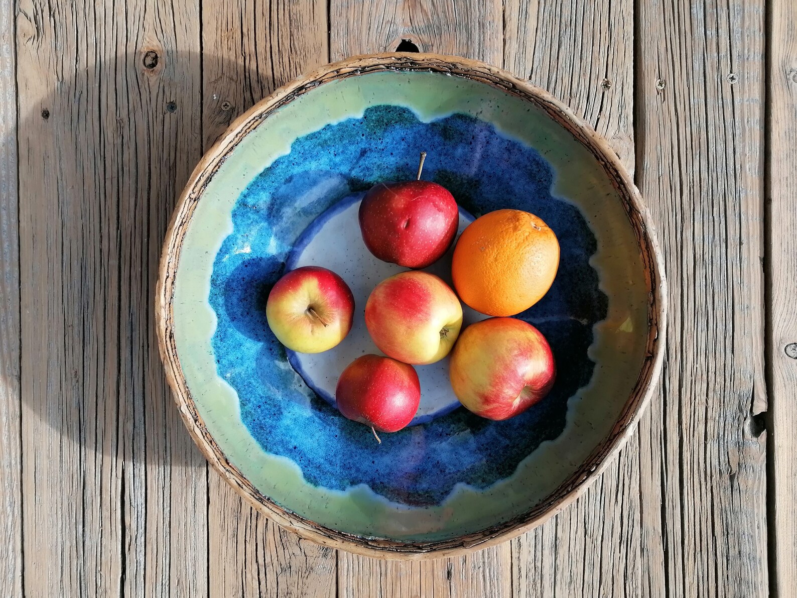 Extra Large Ceramic Bowl Green Blue and White Ceramic Bowl - Etsy