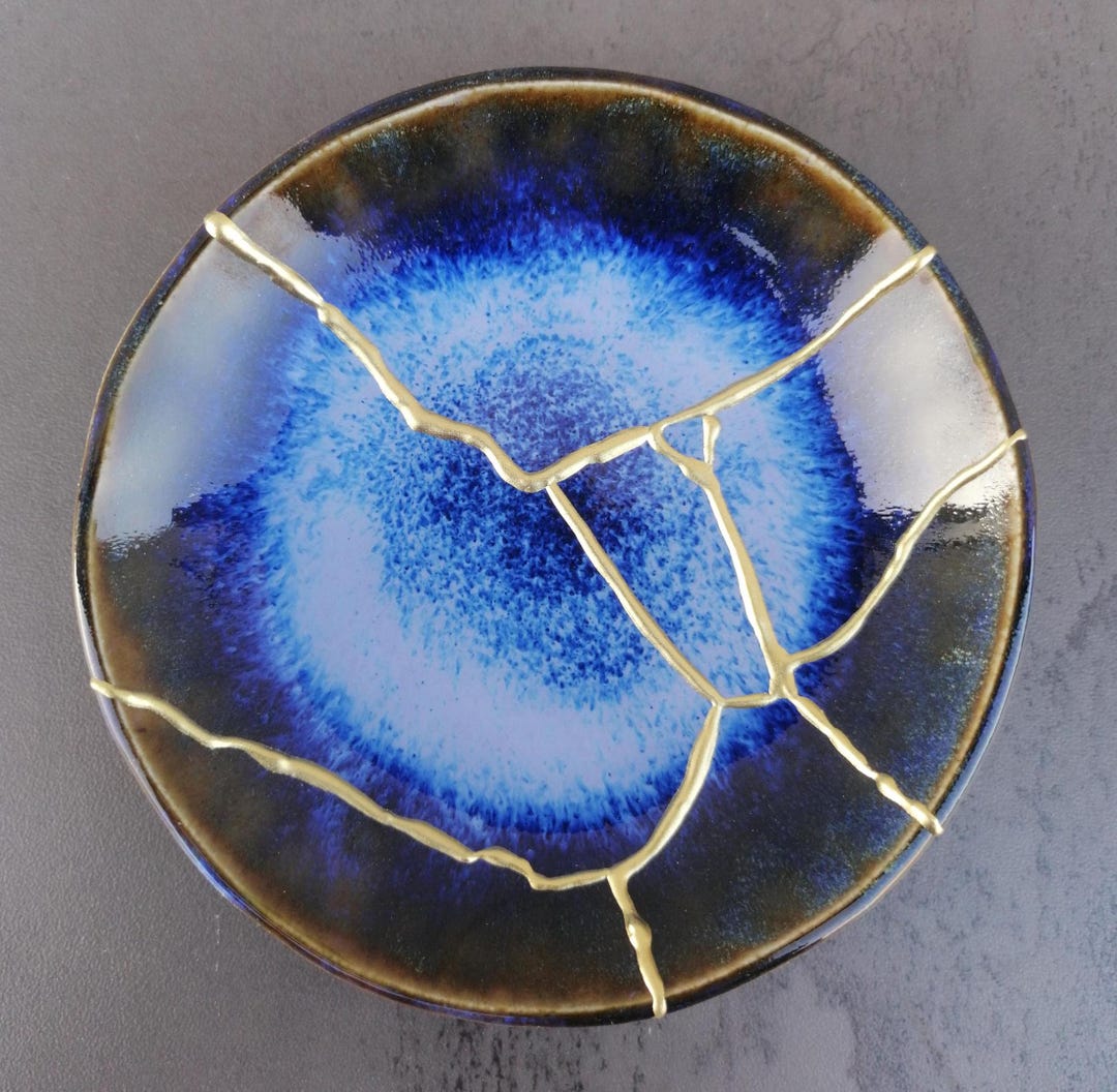 Samll Blue Kintsugi Bowl, Small Ceramic Decorative Bowl - Etsy