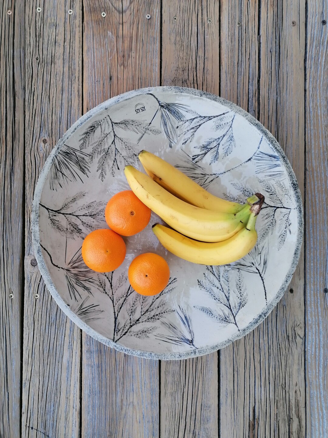 Extra Large Natural Fruit Bowl, Boho Bowl, Leaf Reflection, Beige Bowl ...