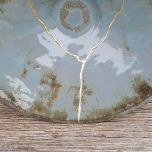 14.5 Extra Large Conical Kintsugi Bowl, Gray and Brown Kintsugi Bowl ...