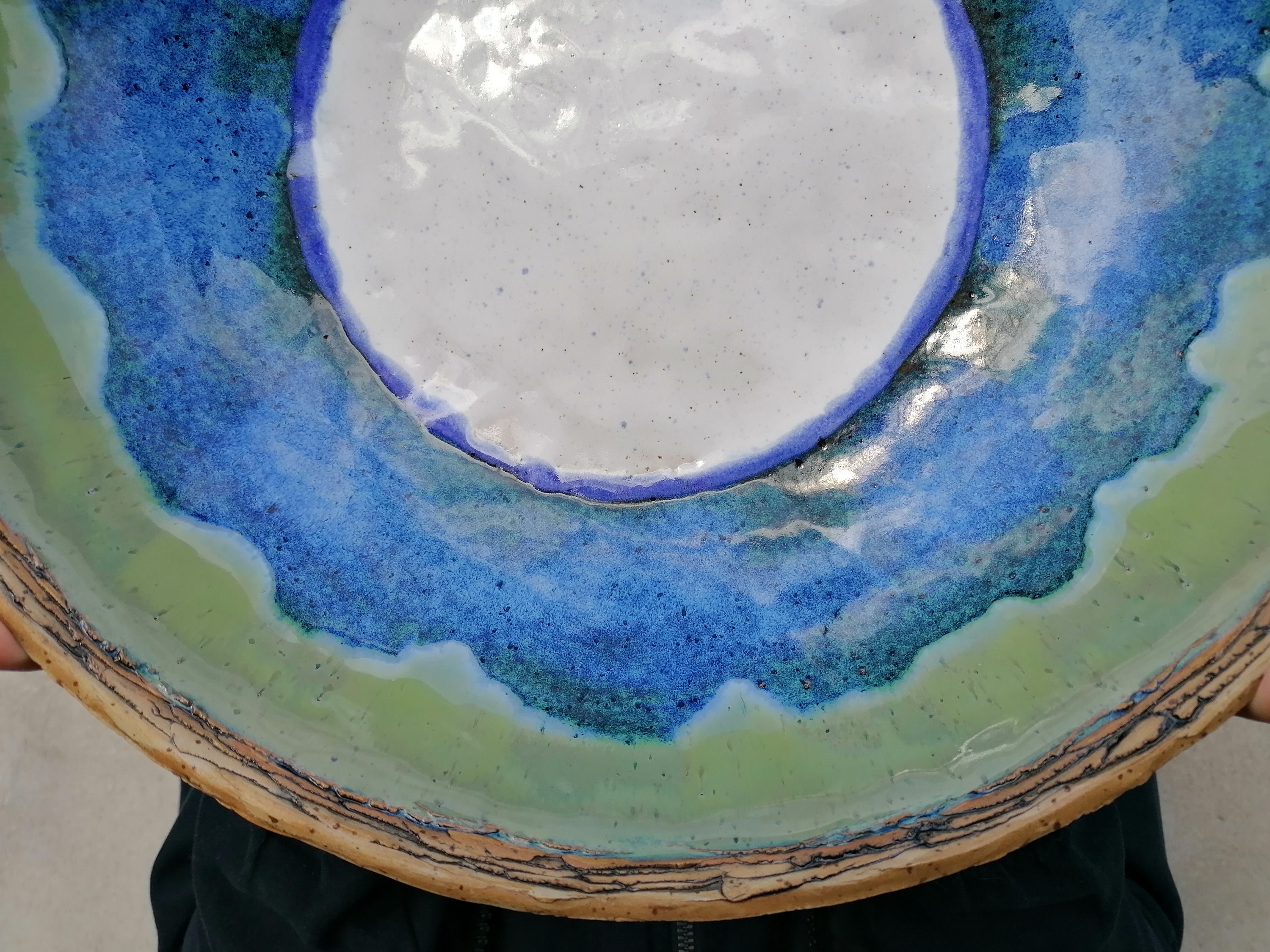 Extra Large Ceramic Bowl Green Blue and White Ceramic Bowl - Etsy