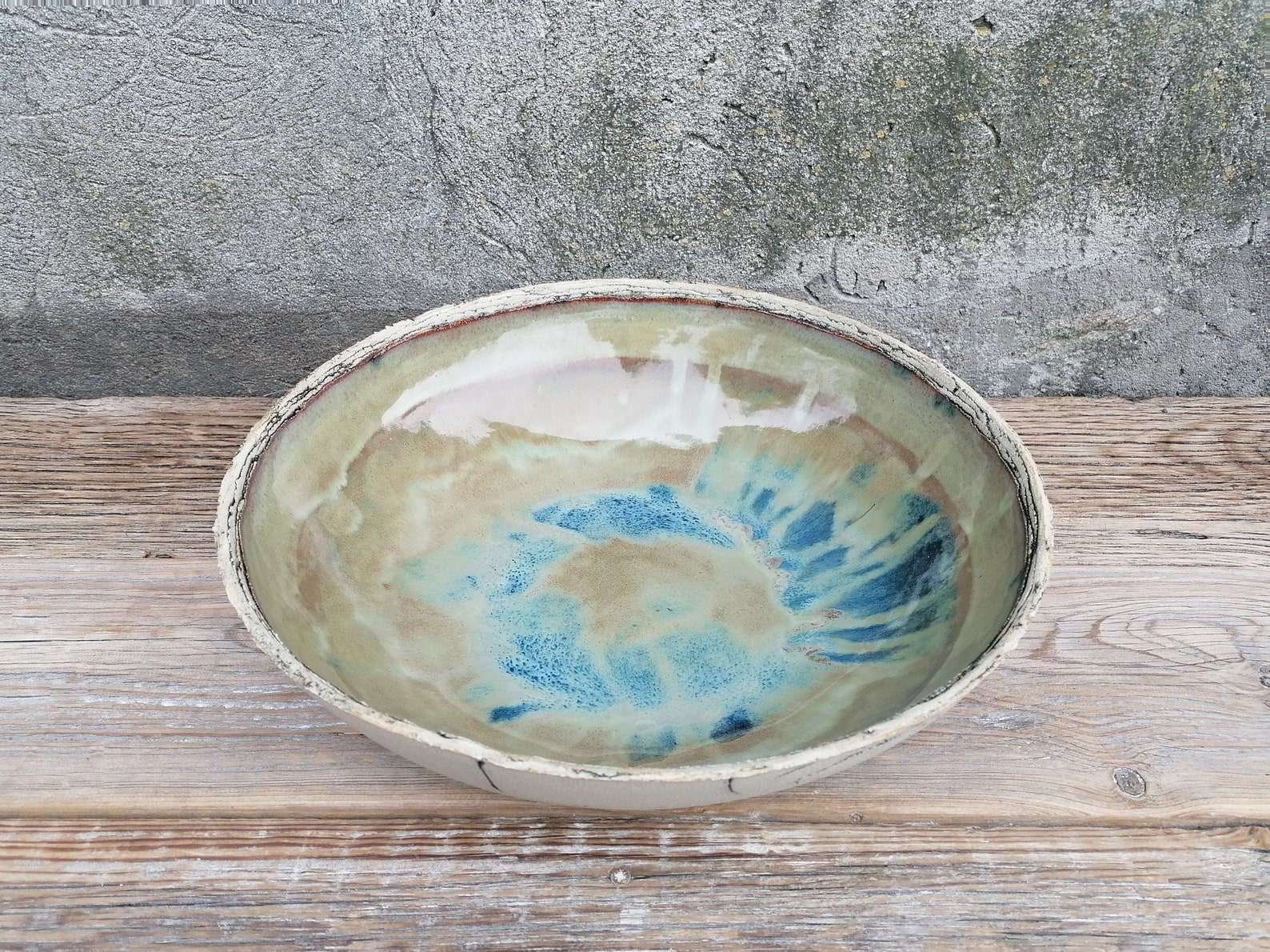 Extra Large Green and Blue Ceramic Bowl Fruit Bowl - Etsy