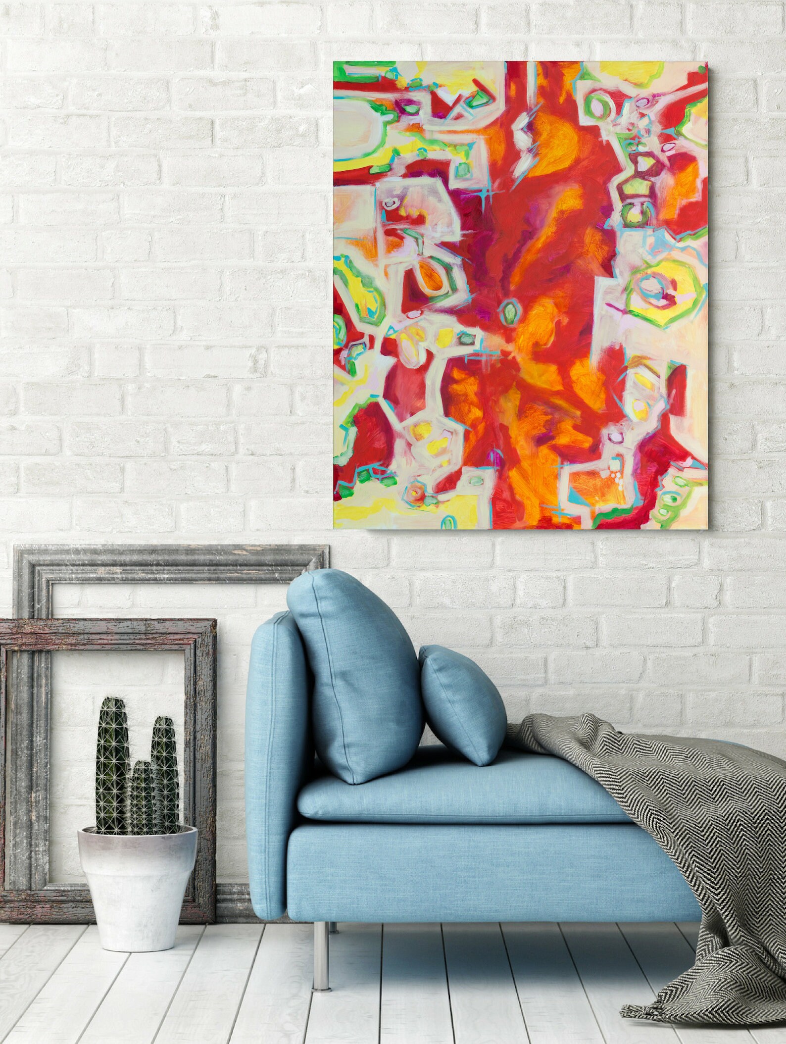 Original Abstract Painting on Canvas Red Wall Art Living - Etsy