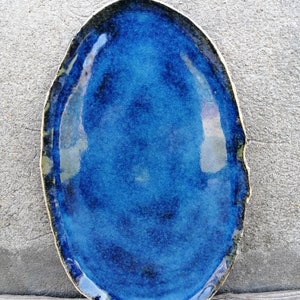Ceramic Serving Plate, Oval Platter, Blue Oval Plate, Serving Plate - Etsy