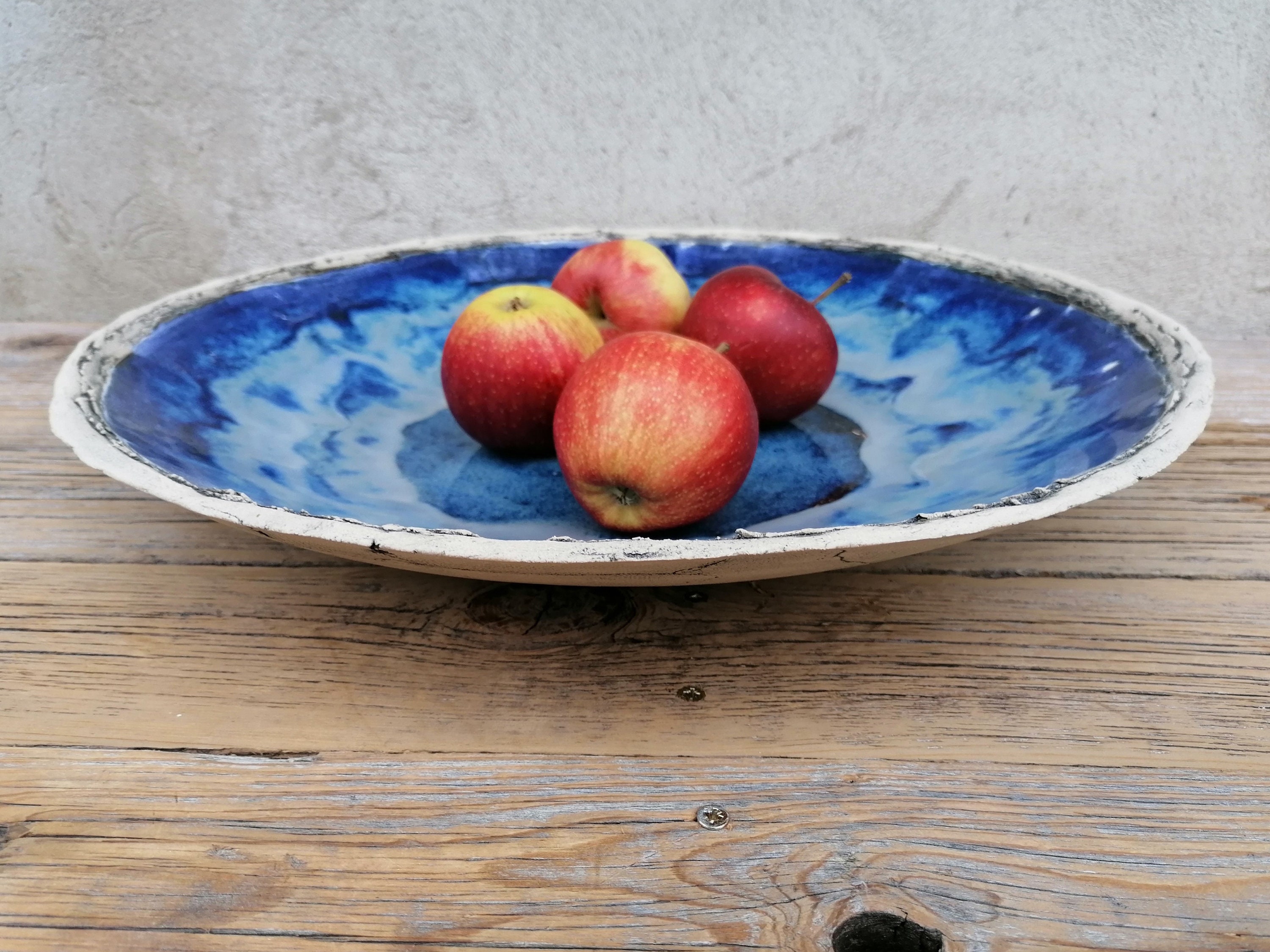 Extra Large Ceramic Bowl Blue Ceramic Bowl Fruit Bowl - Etsy