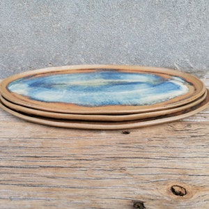 Set of 3 Ceramic Oval Plates, Platters in Shades of Brown, Blue and ...