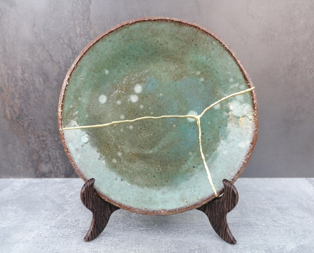 Green Kintsugi Plate, Decorave Ceramic Plate - Etsy