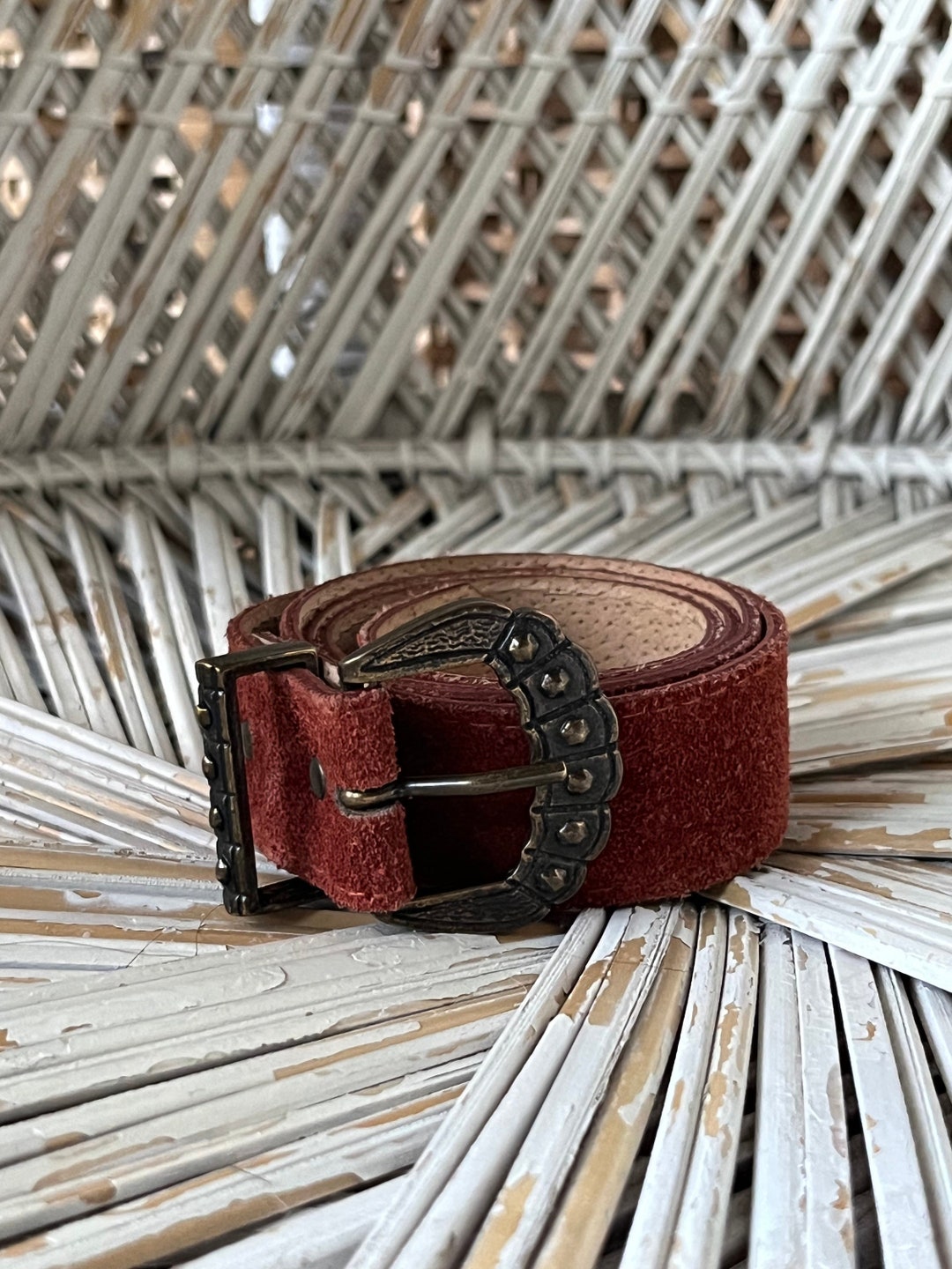 Gorgeous Vintage vermilion Brown Leather Belt // Size Small - Etsy