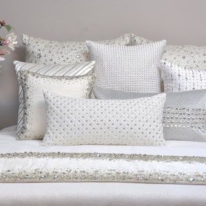 Off White Bling Luxury Duvet Cover Set Embroidered Embellished Bedding ...