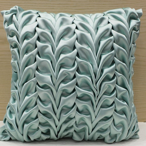 Teal Blue Satin Smocking Throw Pillow Luxury Contemporary - Etsy