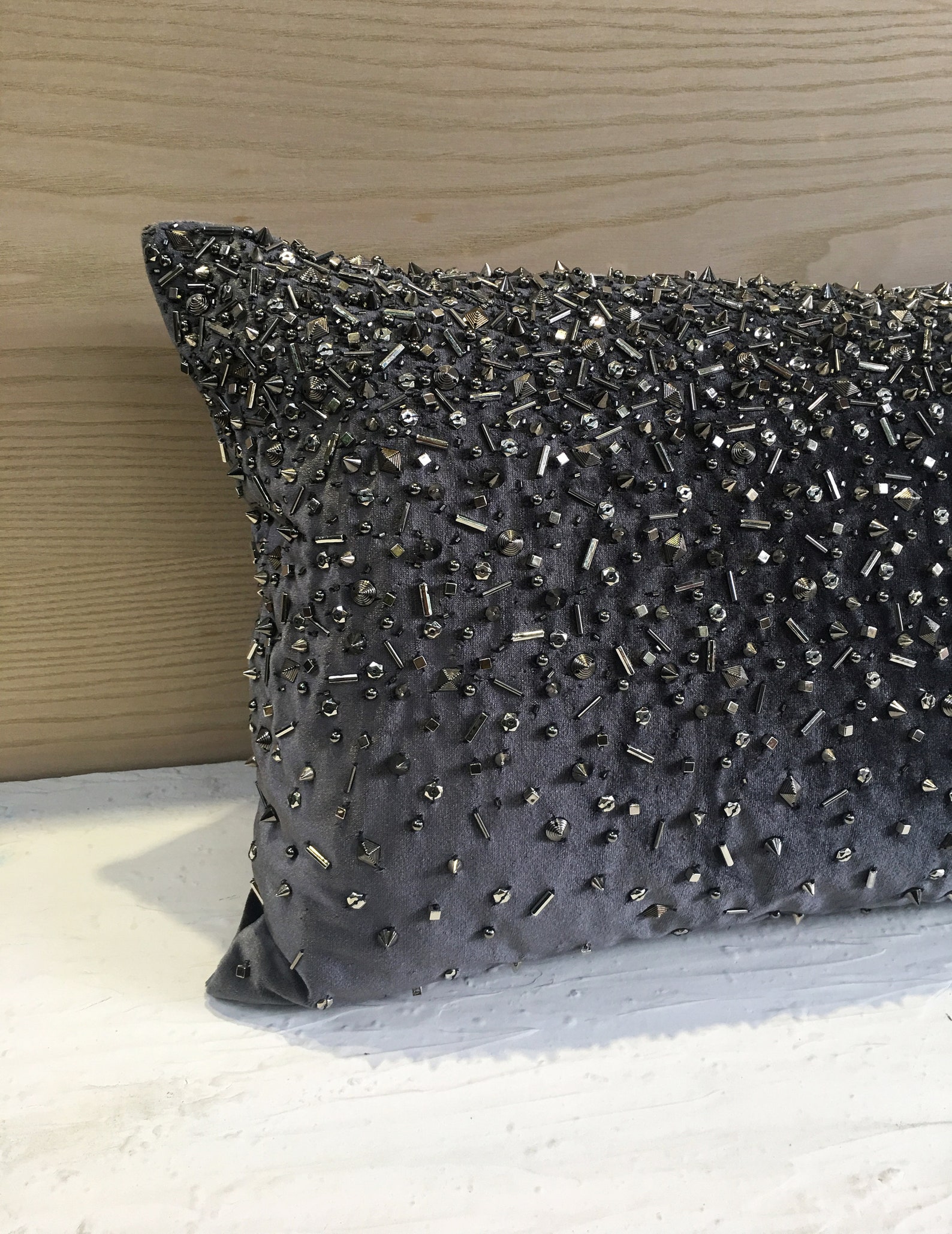 Charcoal Grey Antique Silver Throw Pillow Luxury Contemporary | Etsy