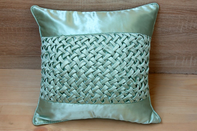 Sea Green Satin Smocking Throw Pillow Luxury Contemporary - Etsy