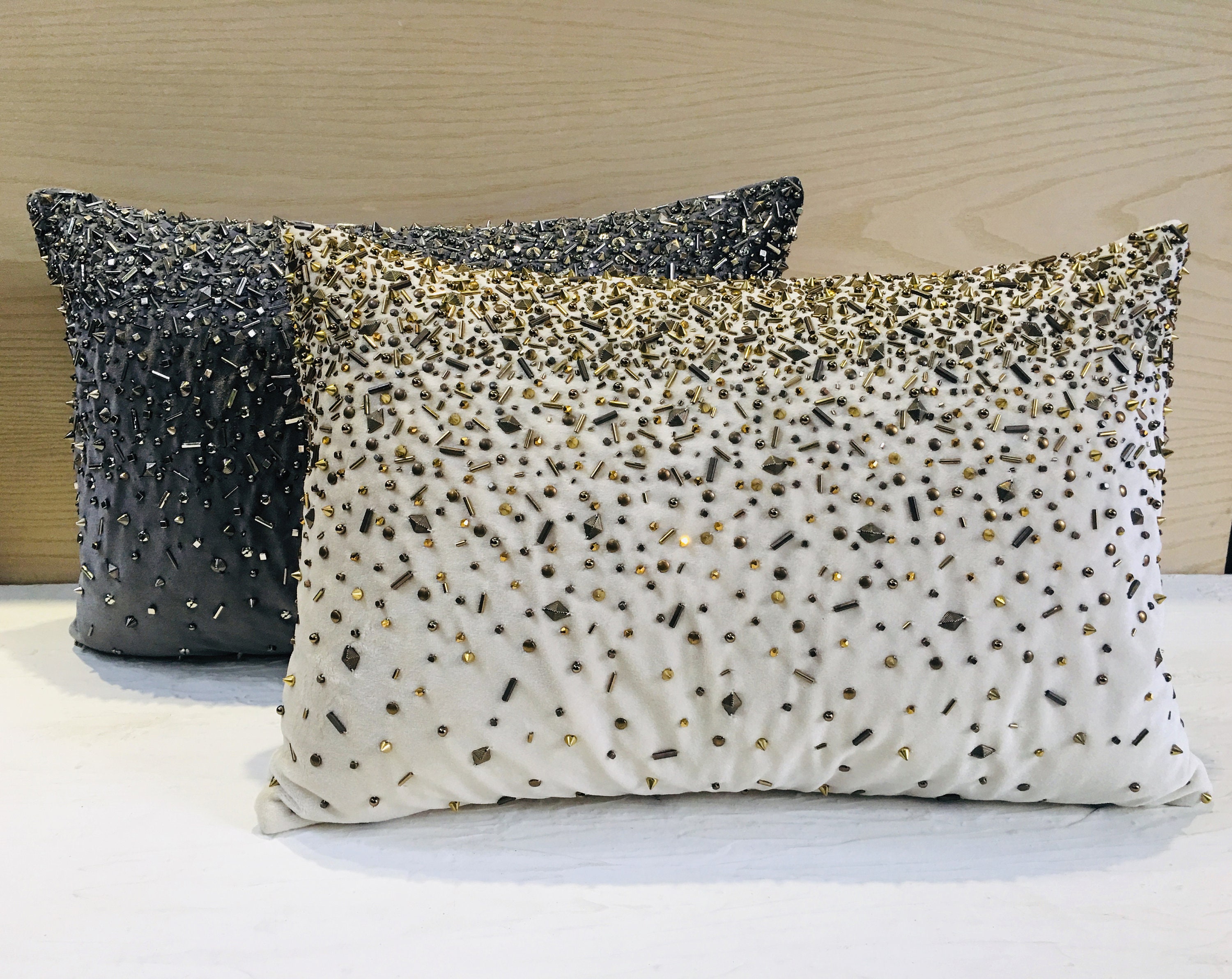 Charcoal Grey Antique Silver Throw Pillow Luxury Contemporary - Etsy