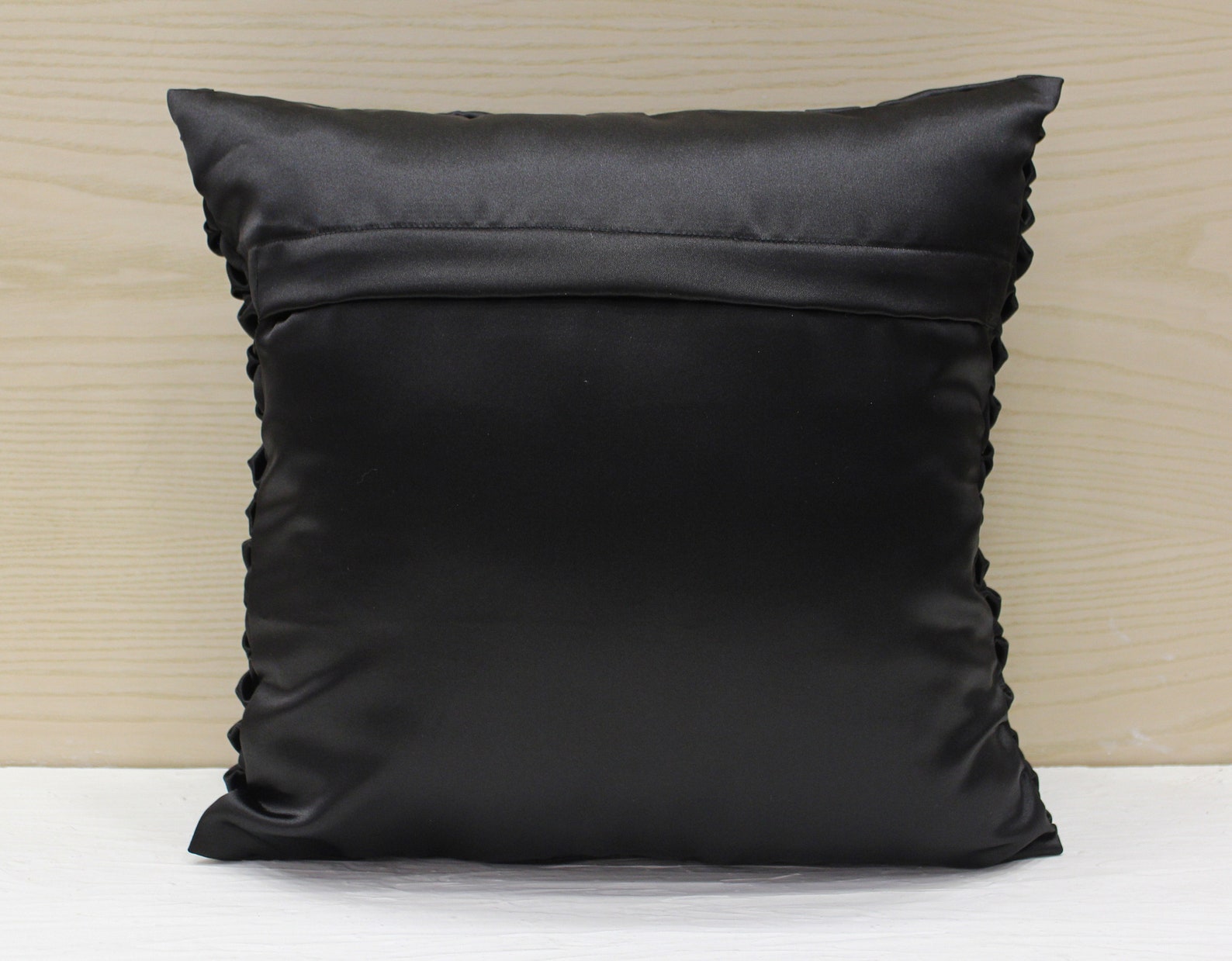 Black Satin Smocking Throw Pillow Cover Luxury Contemporary - Etsy