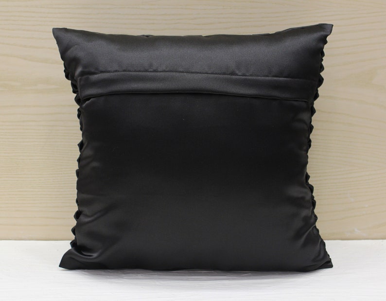 Black Satin Smocking Throw Pillow Cover Luxury Contemporary - Etsy