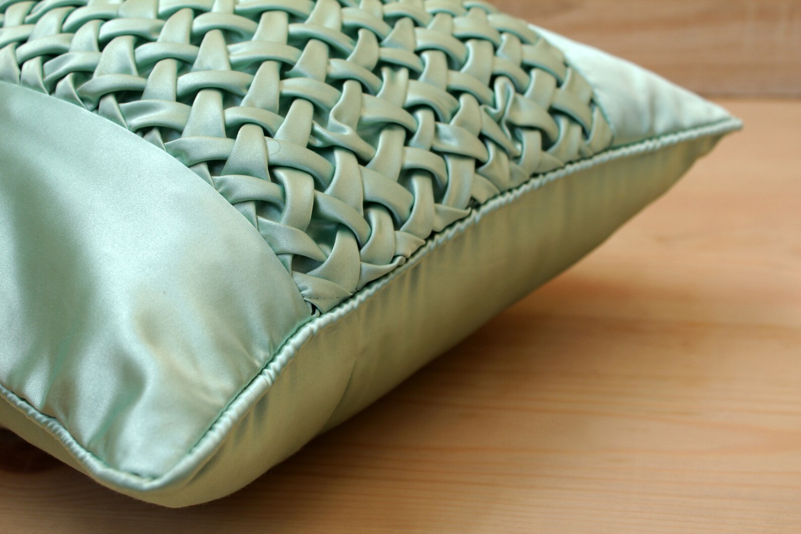 Sea Green Satin Smocking Throw Pillow Luxury Contemporary | Etsy
