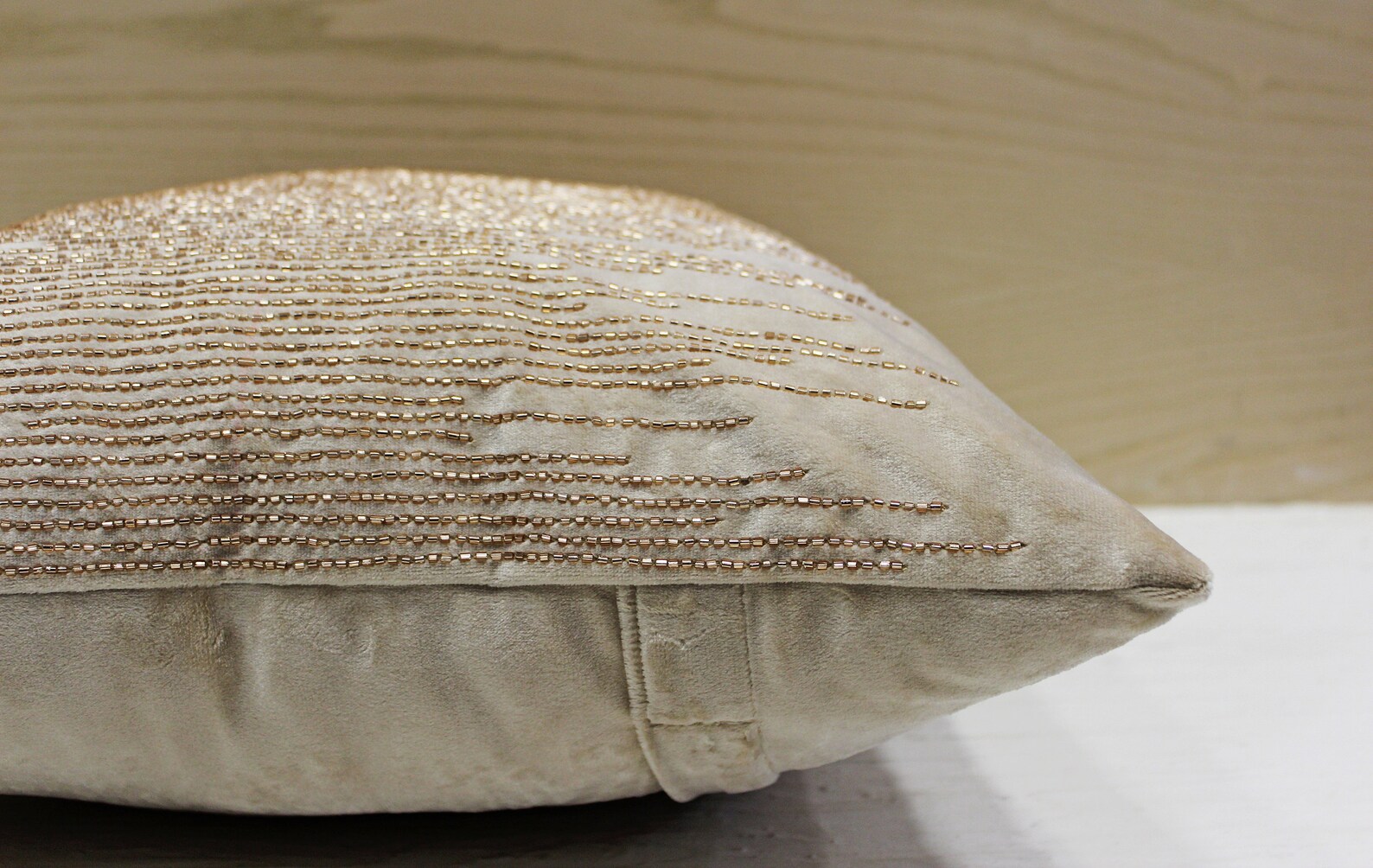 Ecru Rose Gold Beaded Throw Pillow Cover Luxury Contemporary - Etsy