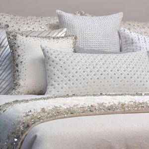 Off White Bling Luxury Duvet Cover Set Embroidered Embellished Bedding ...