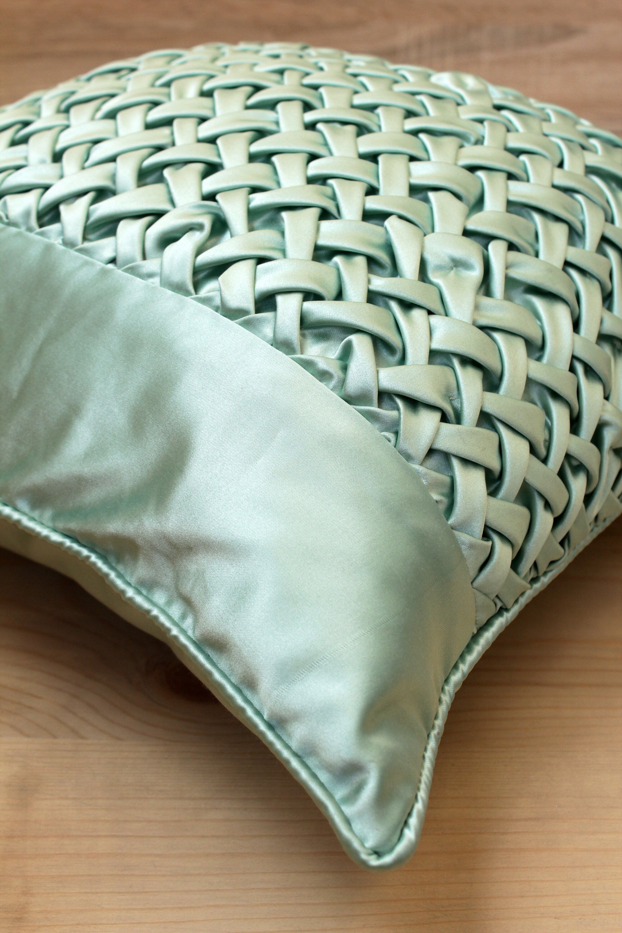 Sea Green Satin Smocking Throw Pillow Luxury Contemporary | Etsy