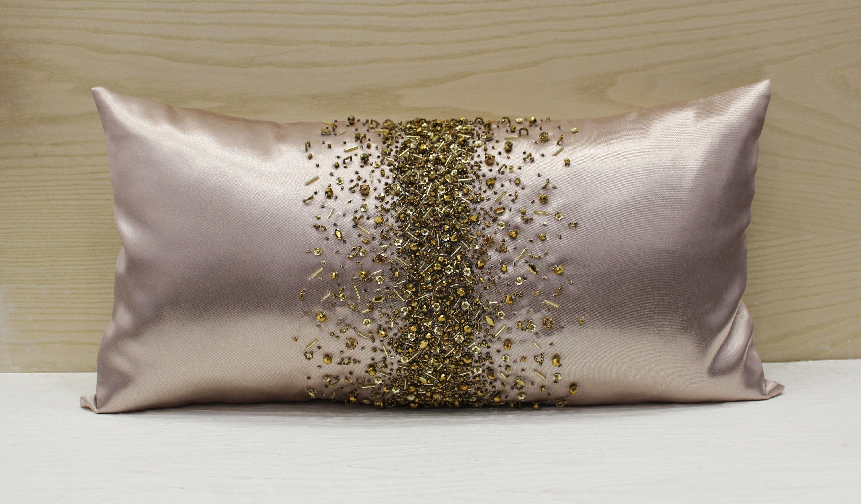 Pink Gold Bling Crystal Throw Pillow Cover Luxury Contemporary | Etsy
