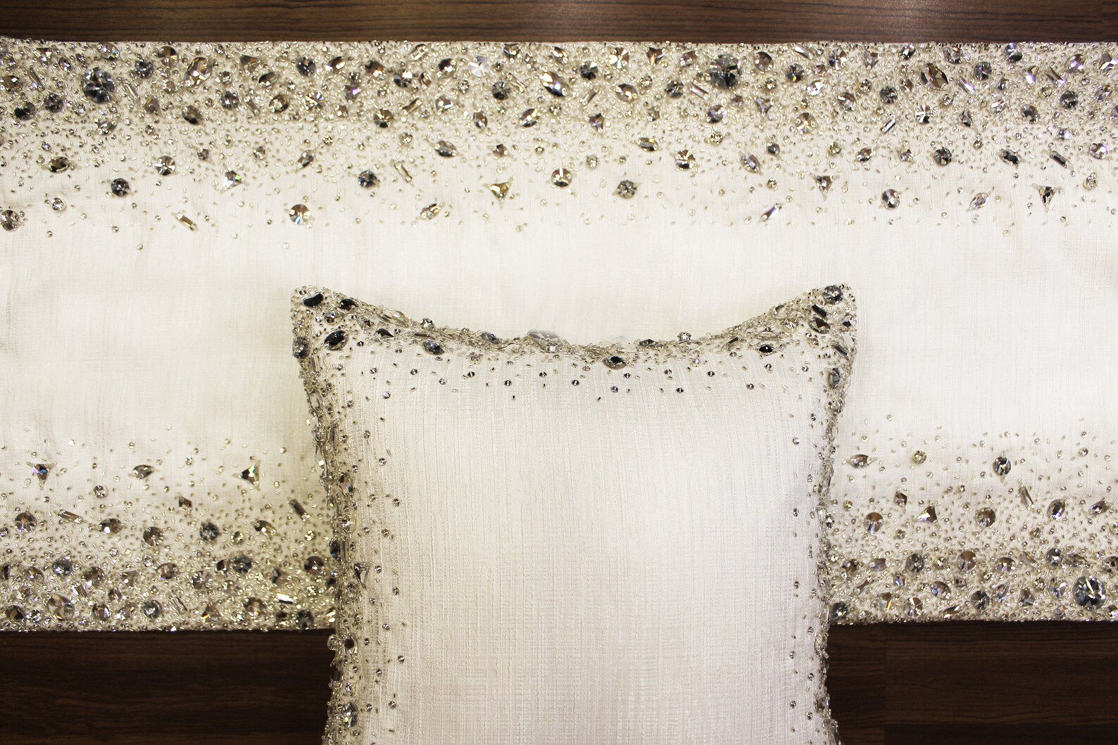 White Silver Bling Bed Runner Set 53 X 18 Luxury | Etsy