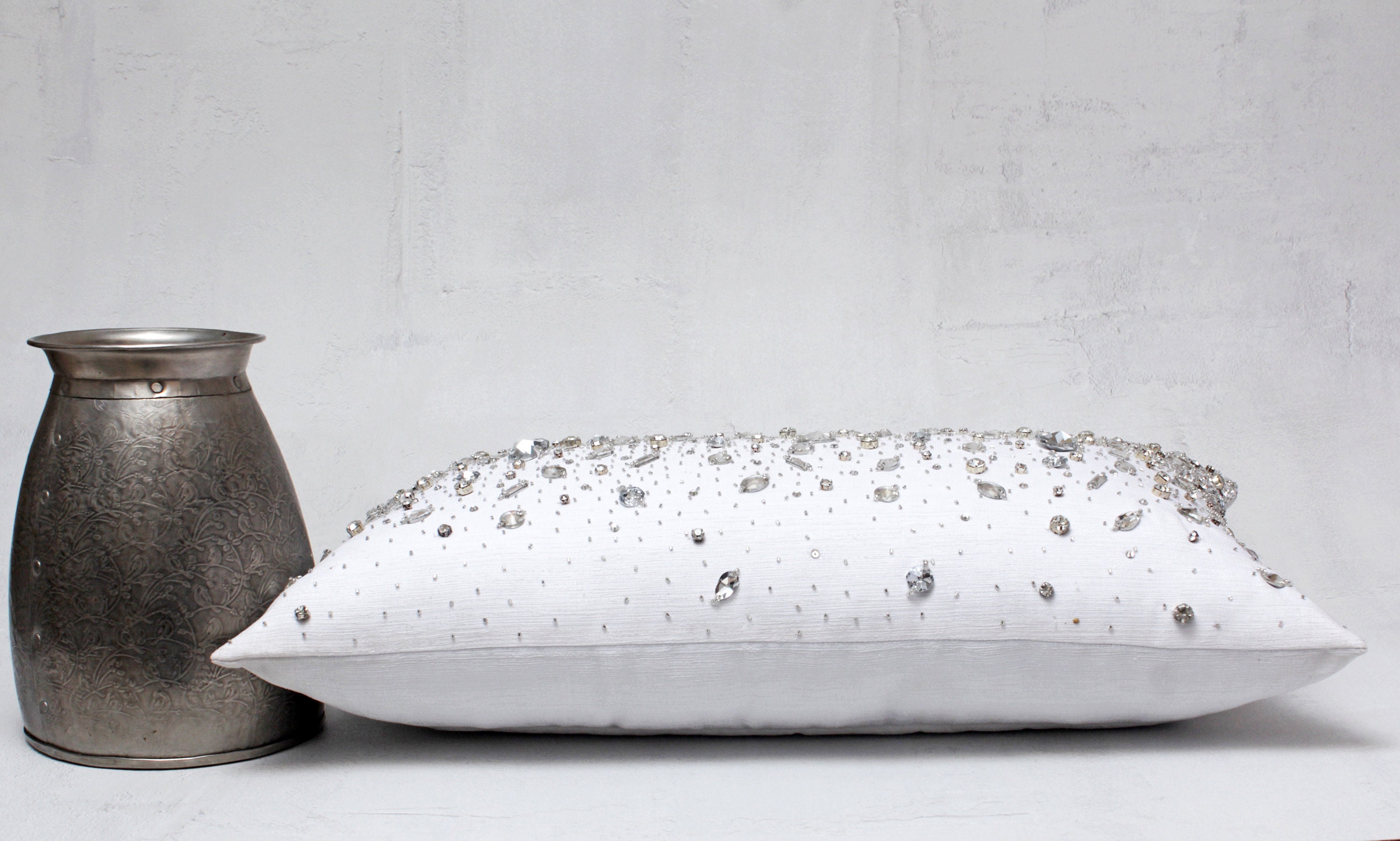 White Silver Bling Throw Pillow Cover Luxury Contemporary - Etsy