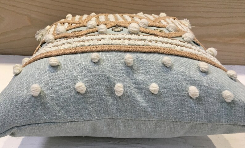 Blue Cotton Poly Coins Jute Wool Throw Pillow Luxury - Etsy