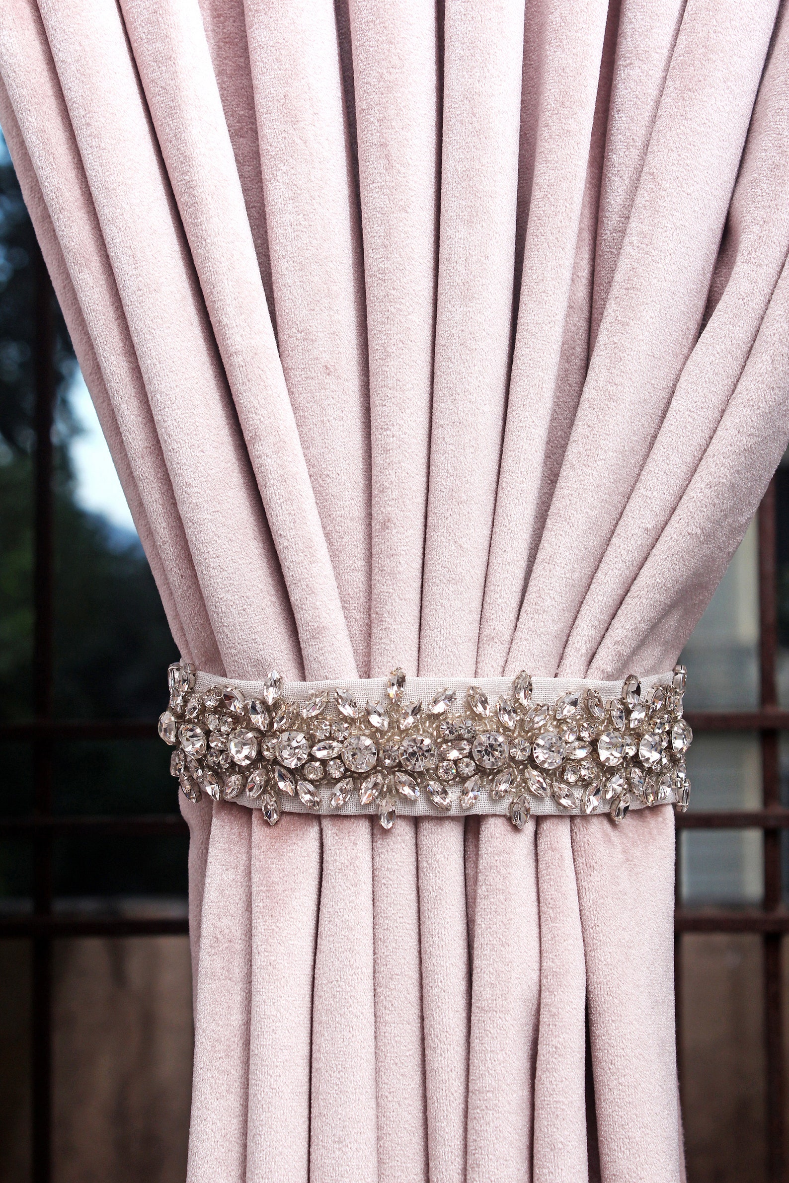 Silver Rhinestone Bling White Curtain Tie Back Luxury - Etsy