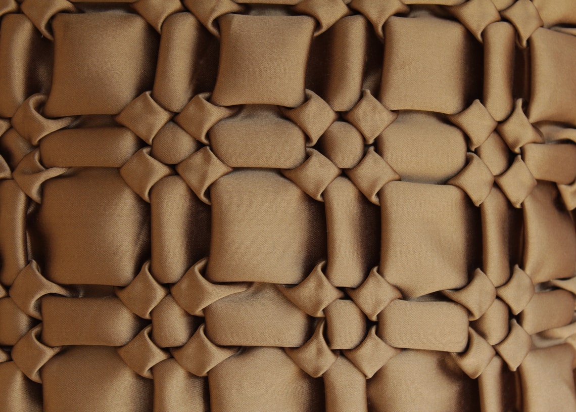 Brown Gold Satin Smocking Throw Pillow Luxury Contemporary | Etsy