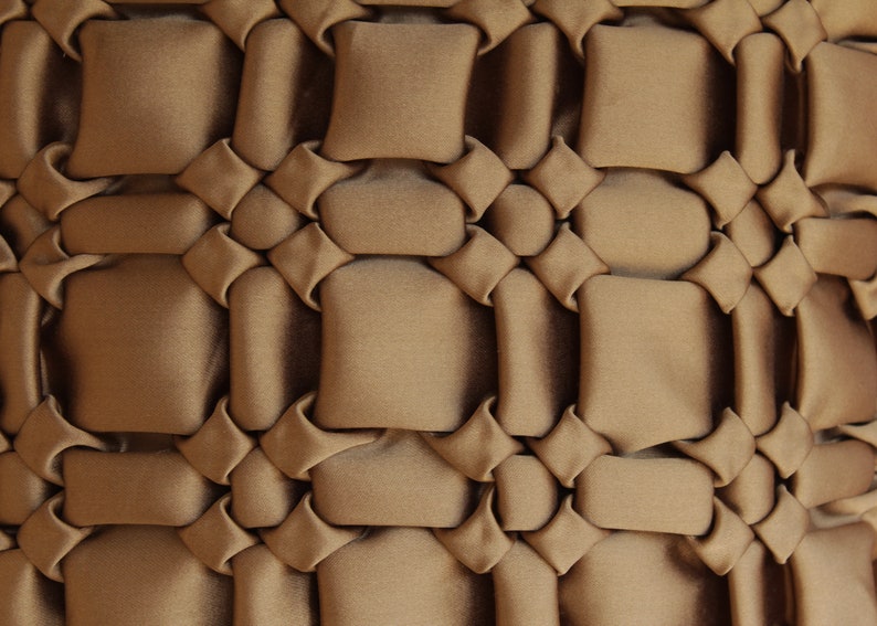 Brown Gold Satin Smocking Throw Pillow Luxury Contemporary | Etsy