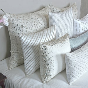 Off White Bling Luxury Duvet Cover Set Embroidered Embellished Bedding ...