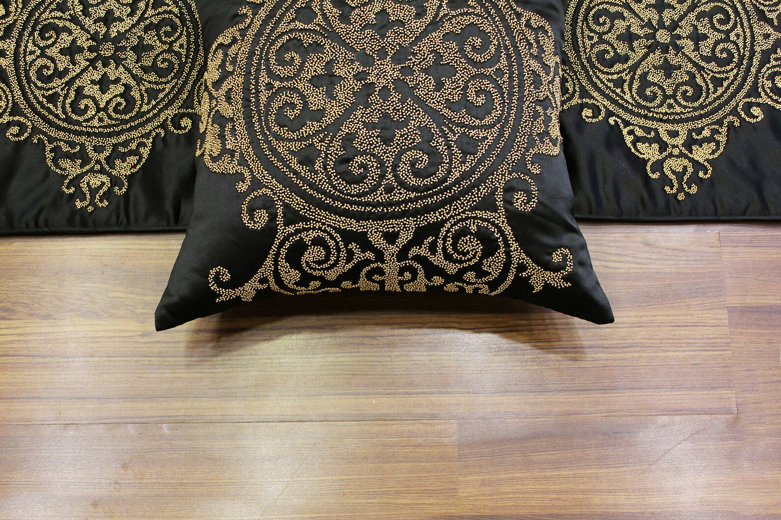 Black Satin Gold Beads Bed Runner Set 53 X 18 - Etsy