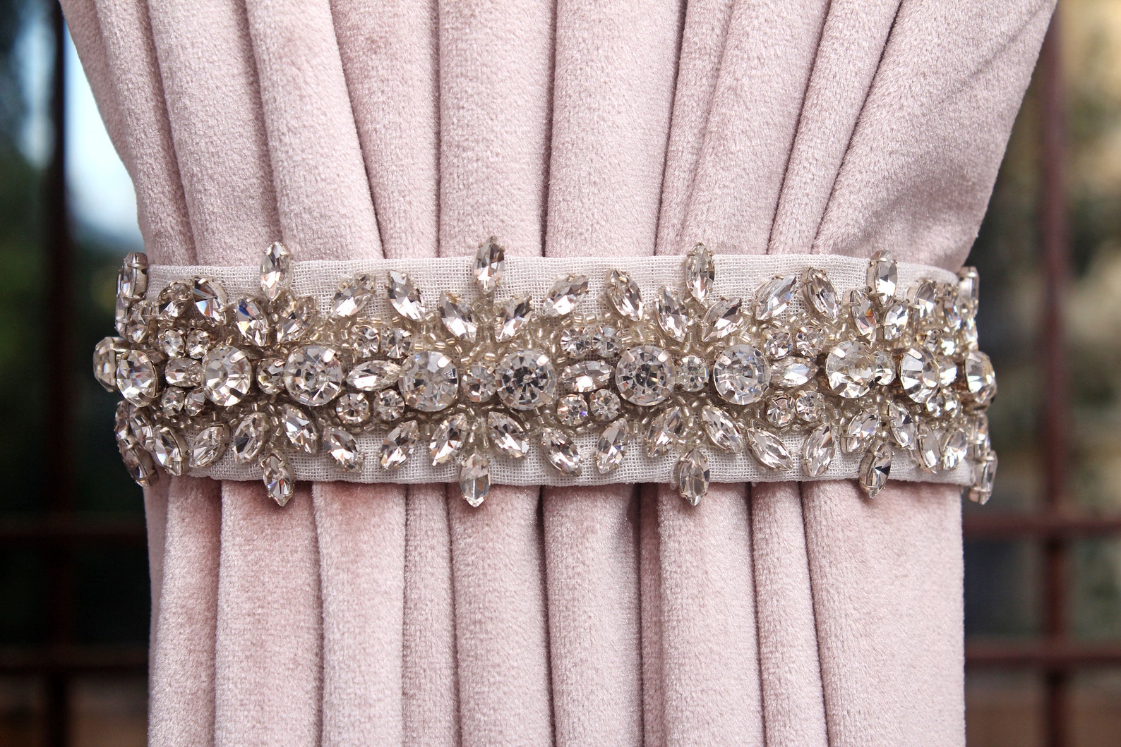 Silver Rhinestone Bling White Curtain Tie Back Luxury - Etsy