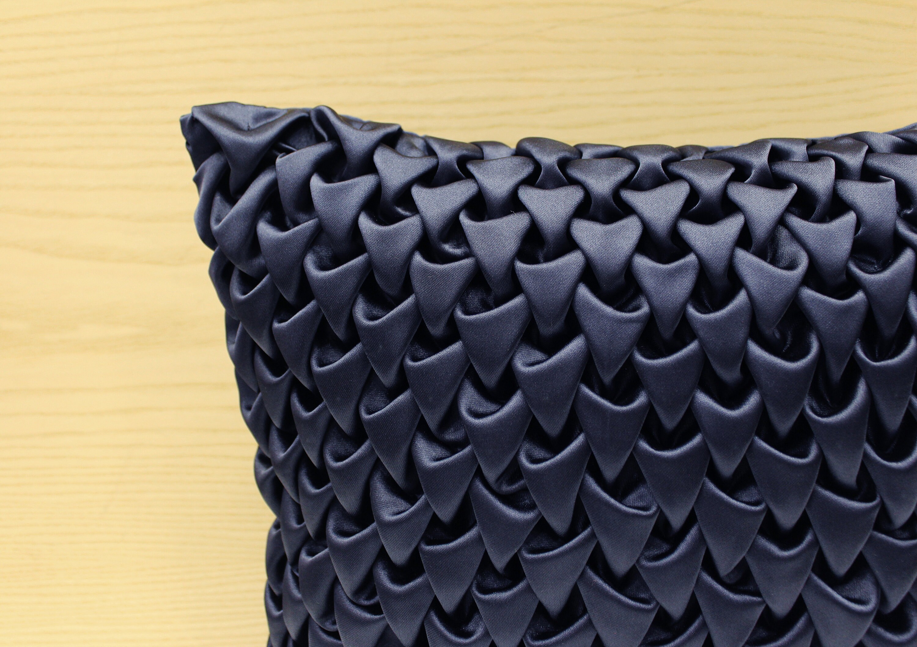 Navy Blue Satin Smocking Throw Pillow Luxury Contemporary | Etsy