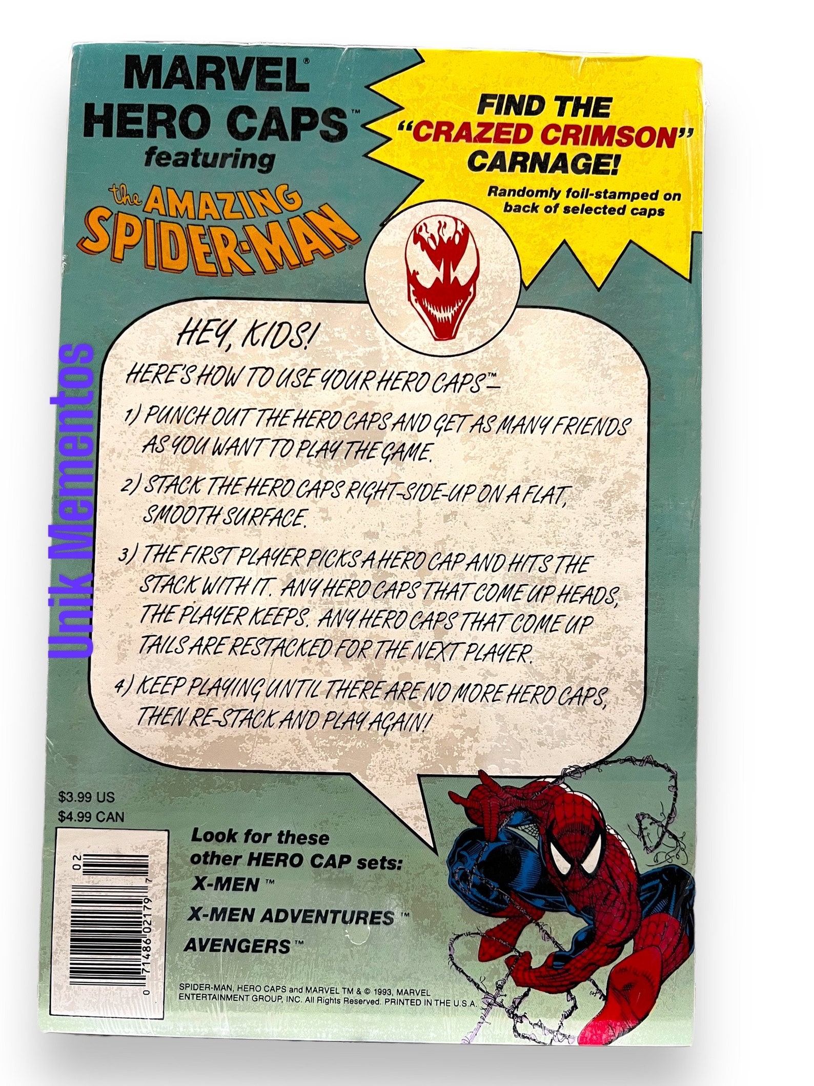 The Amazing SPIDER-MAN Hero Caps 1993 SEALED - Etsy