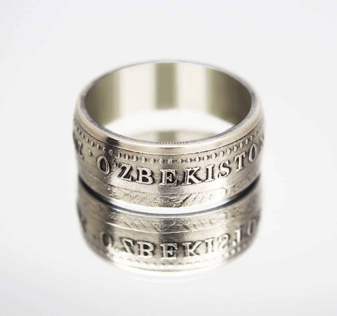 Uzbekistan Coin Ring 50 Som 2001, Coin Ring for Men, Womens Coin Ring ...