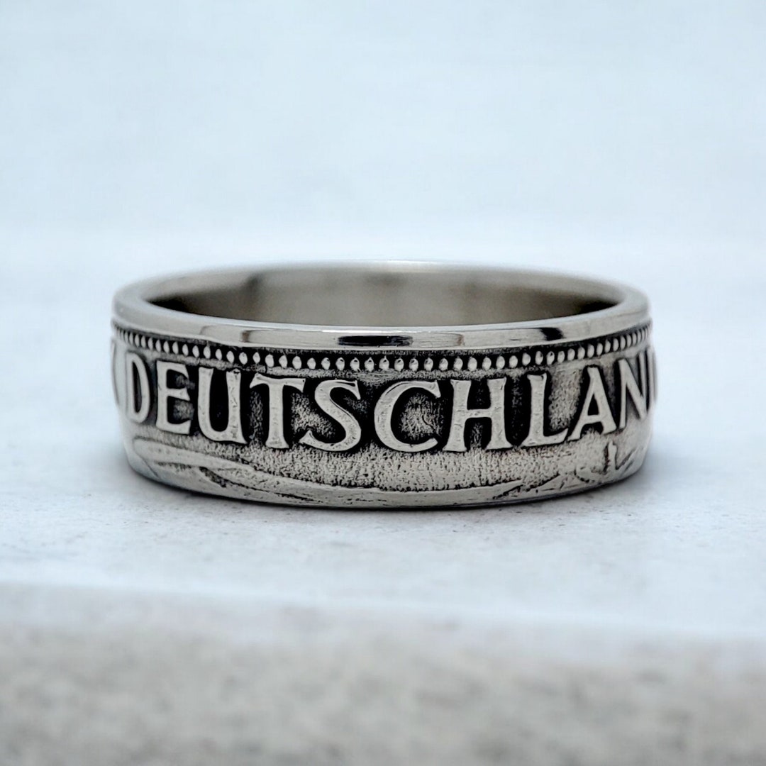 Germany Coin Ring 1 Mark 1948-1989 German Coin Ring, Coin Ring for Men ...