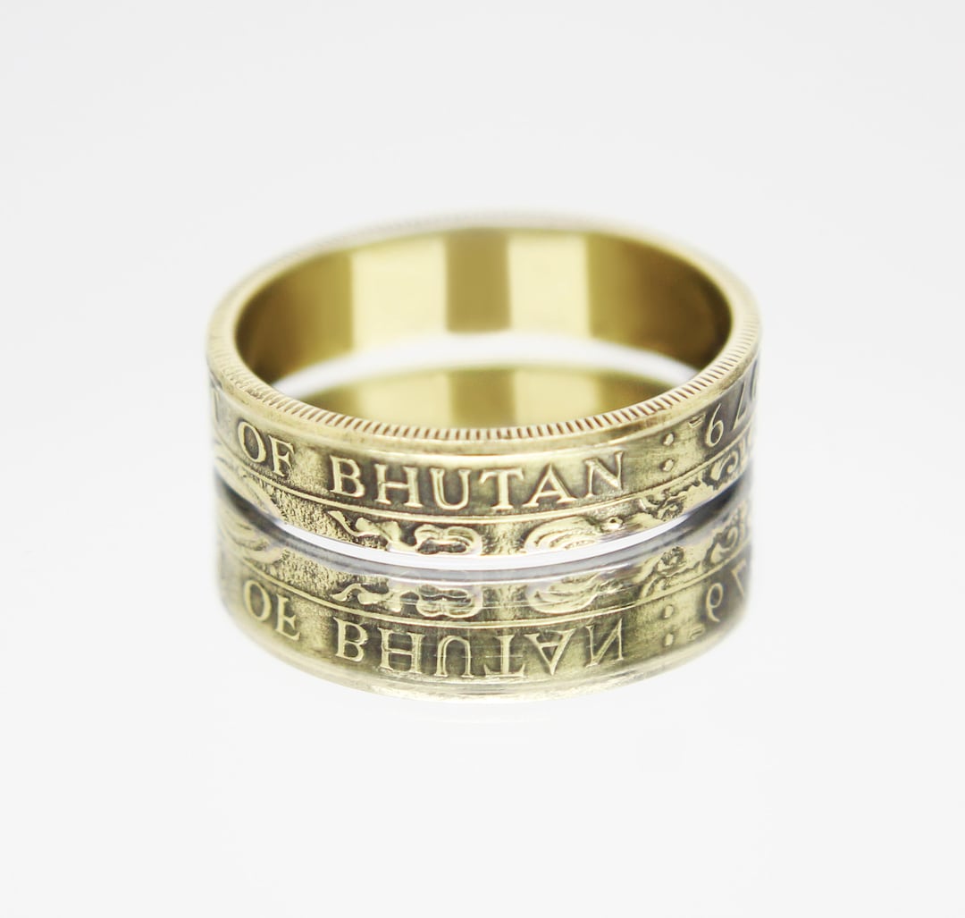Bhutan Coin Ring 25 Chetrum 1979, Coin Ring for Men, Womens Coin Ring ...