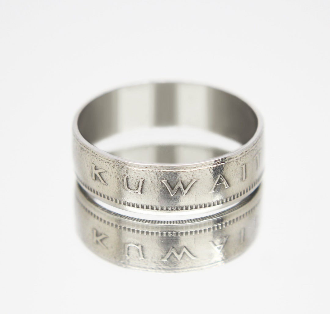 Kuwait Coin Ring 50 Fils 1962-2011, Coin Ring for Men, Womens Coin Ring ...