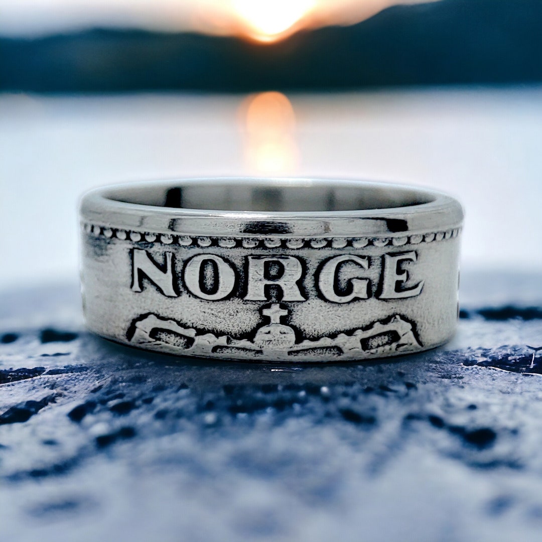 Norway Coin Ring 1 Krone 1953-1957, Norge Coin Date Ring, Norway Ring ...