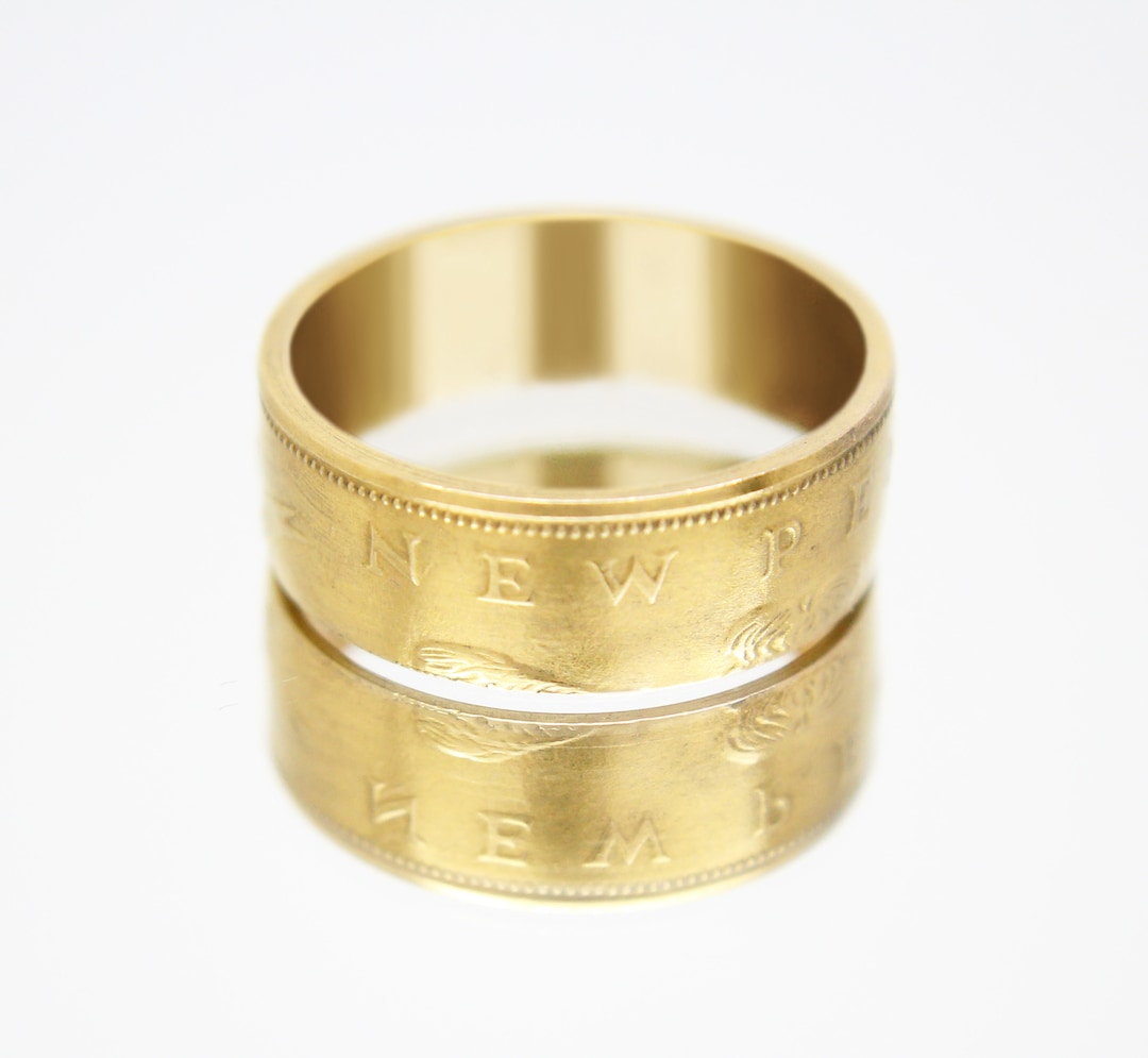 Gold Coin Ring Great Britain 2 Pence Elizabeth-ii 2004 18k Gold Plated ...