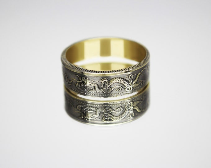 China Coin Ring, Dragon Ring, Mascot Chinese Ring, Coin Ring for Men ...