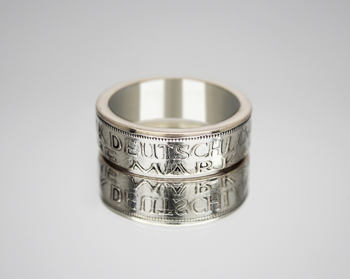 Germany Coin Ring Silver 5 Mark 1965 German Coin Ring Coin - Etsy