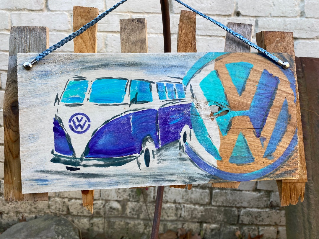 VW Split Window Bus Hand Painted Reclaimed Cedar Wood Signwall Art ...